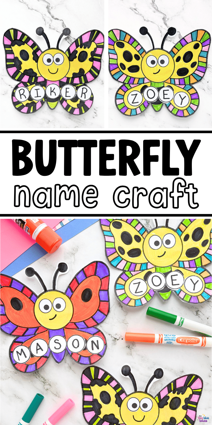 Butterfly Name Craft (Free Printable Template) - This Tiny Blue House