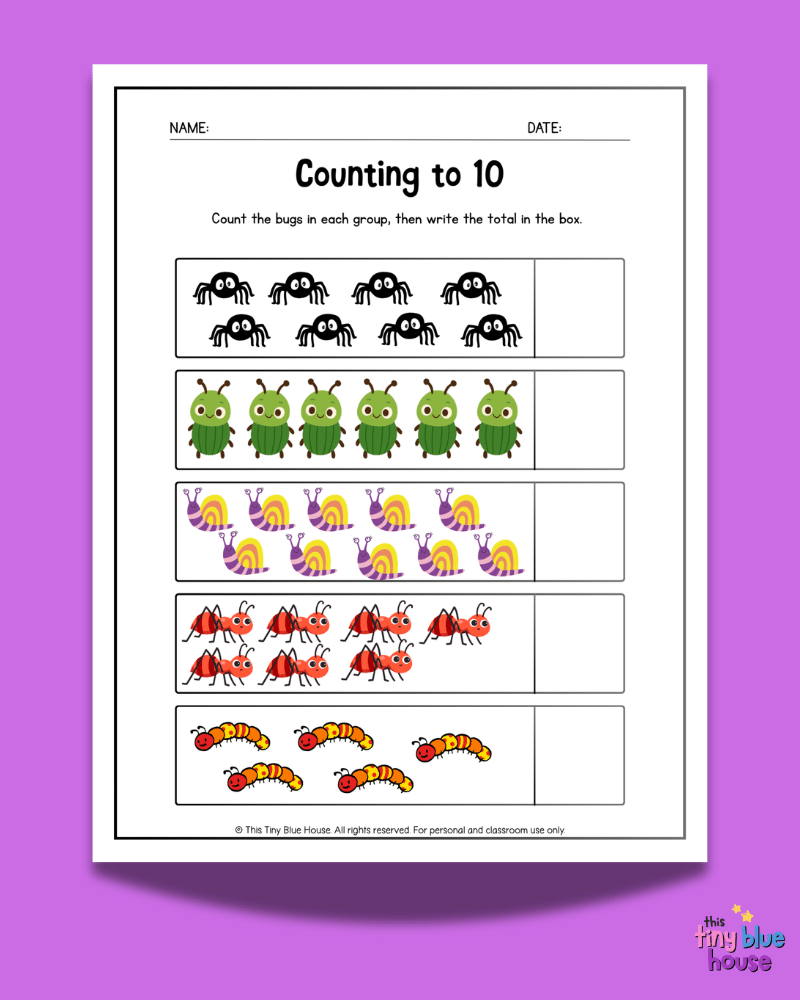 Bug Counting Worksheets for Kids (Free Printable Math Practice) - This ...