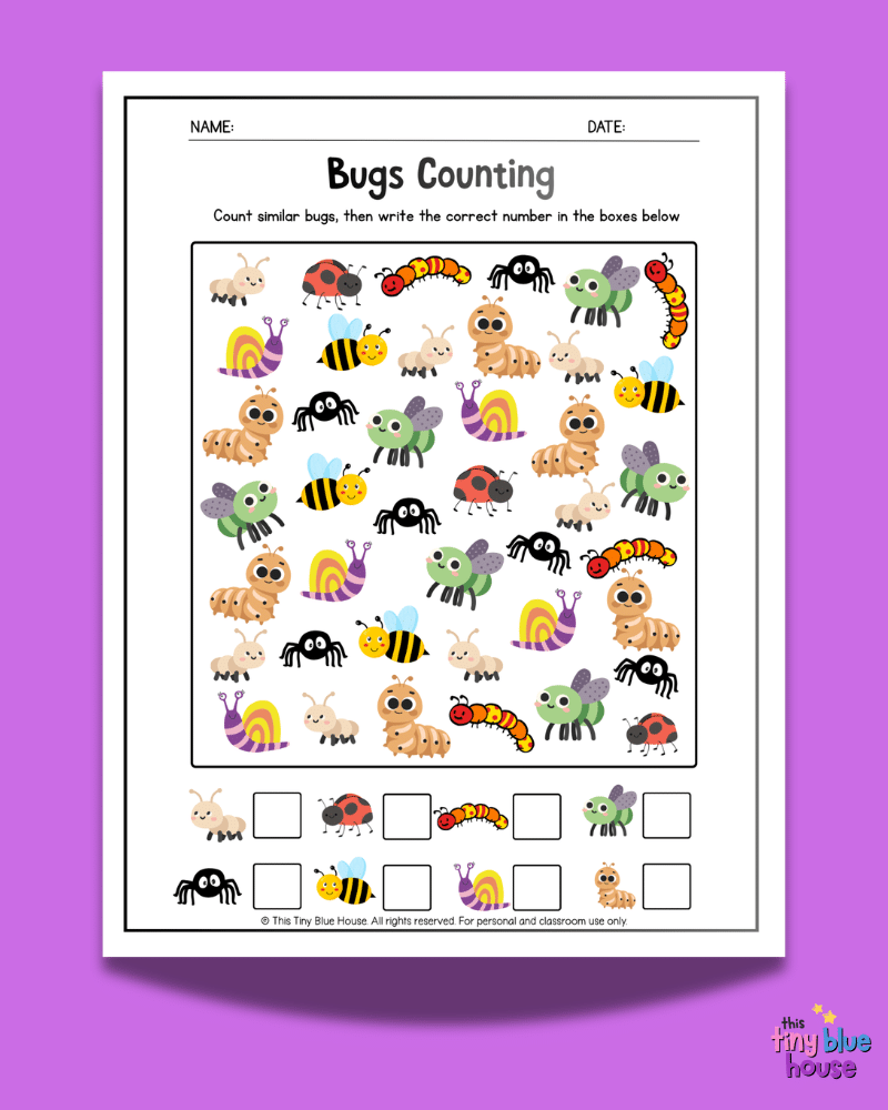 Bug Counting Worksheets for Kids (Free Printable Math Practice) - This ...