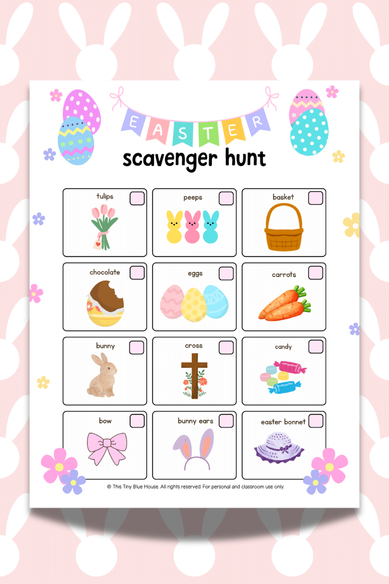 Easter Scavenger Hunt (Free Printable Template) - This Tiny Blue House