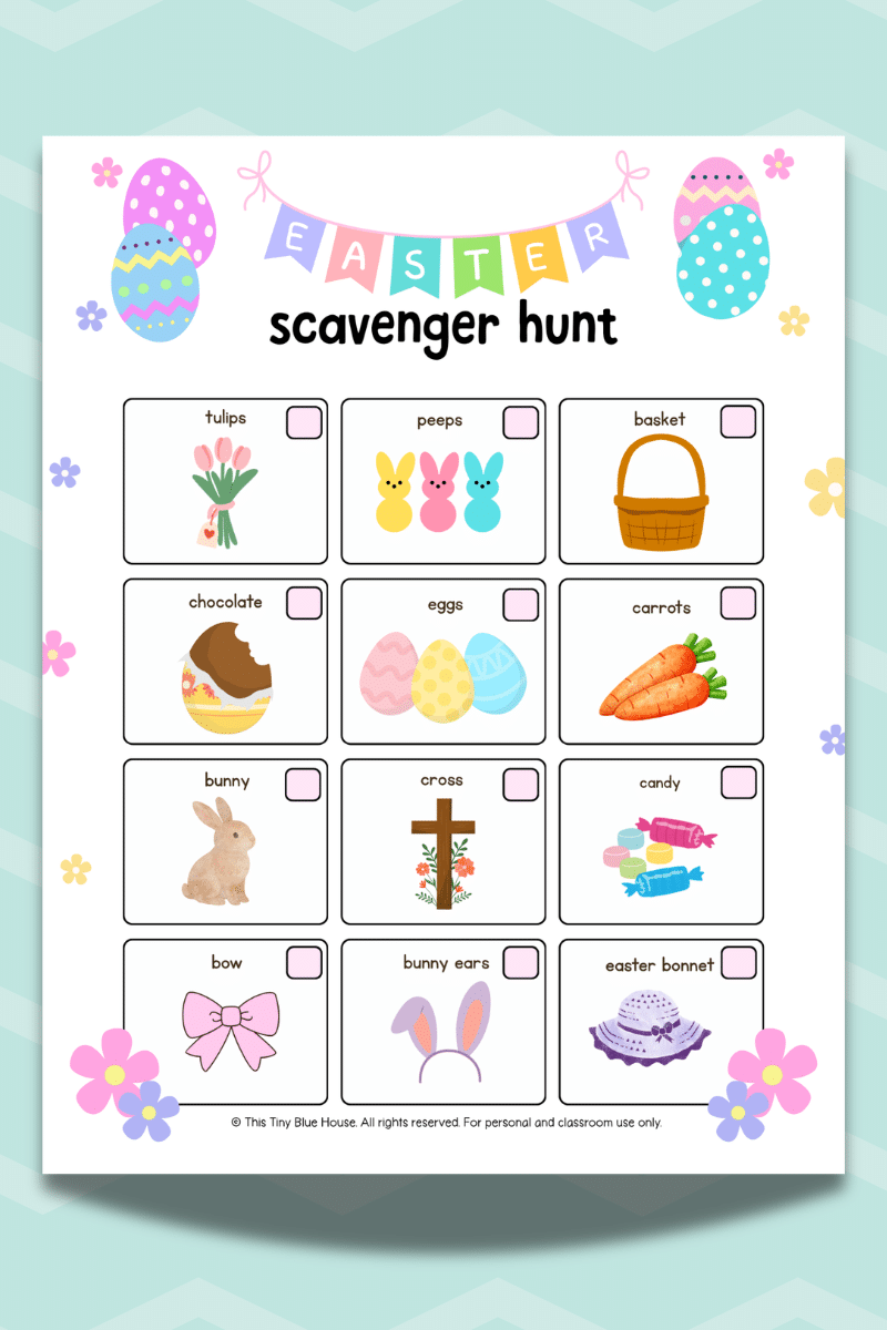 Easter Scavenger Hunt (Free Printable Template) - This Tiny Blue House