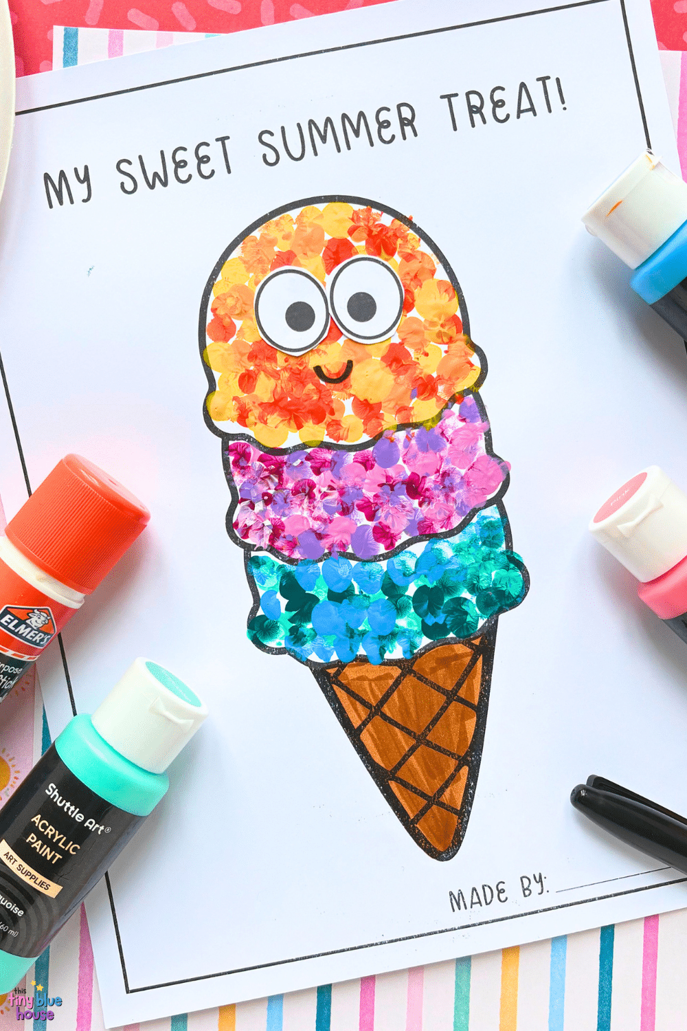 Cute Fingerprint Ice Cream cone Craft (Easy Summer Activity) - This ...