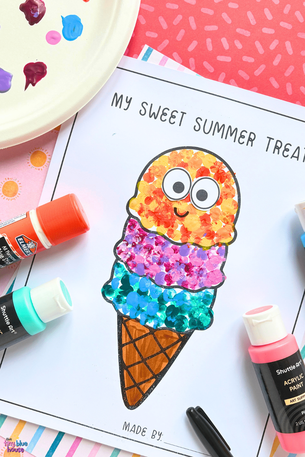 Cute Fingerprint Ice Cream cone Craft (Easy Summer Activity) - This ...