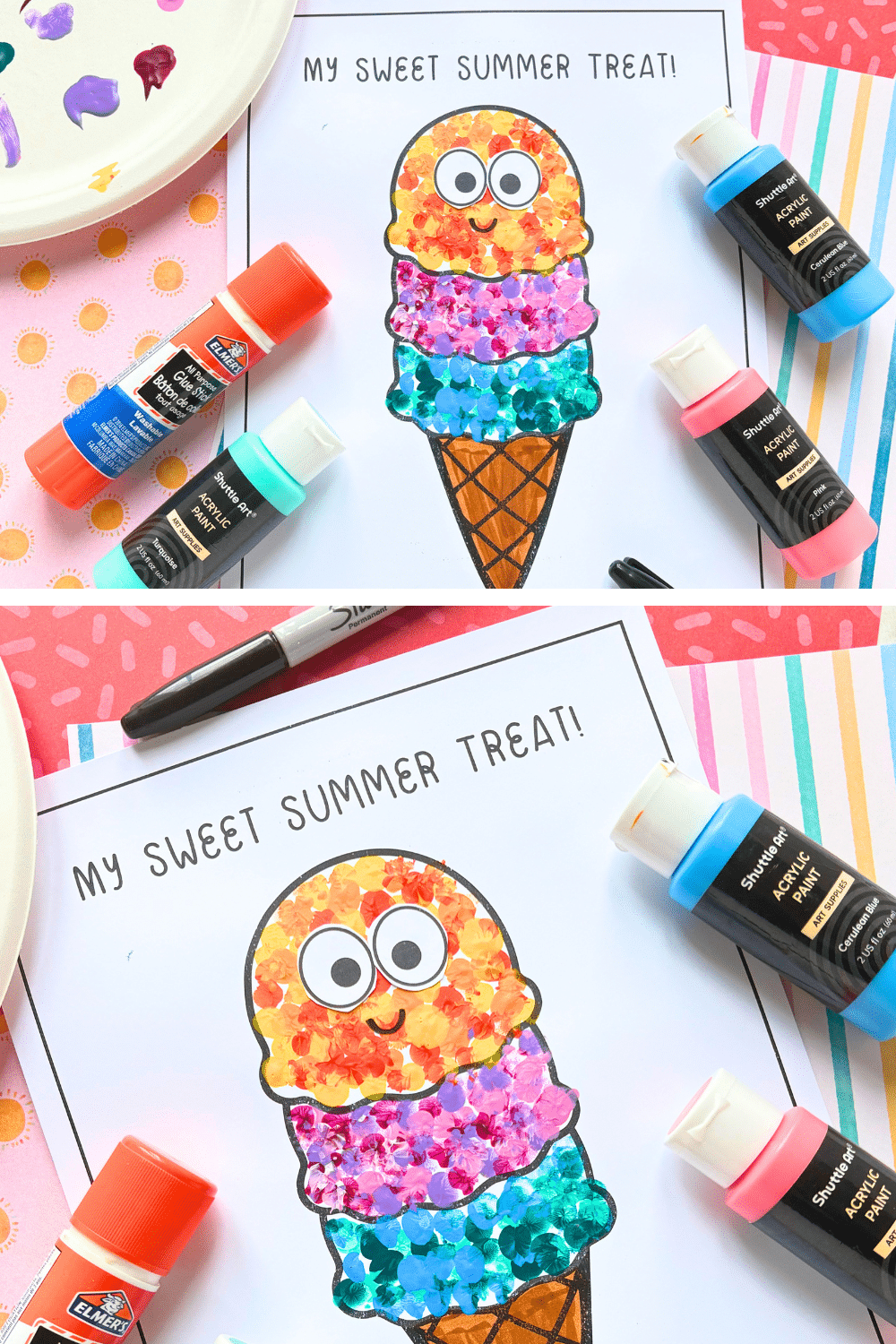 Cute Fingerprint Ice Cream cone Craft (Easy Summer Activity) - This ...