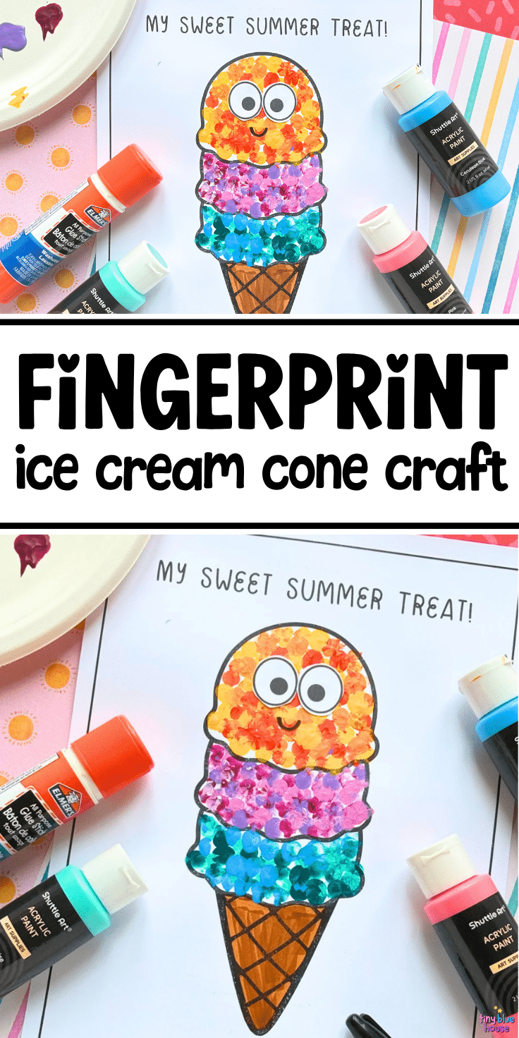 Cute Fingerprint Ice Cream cone Craft (Easy Summer Activity) - This ...