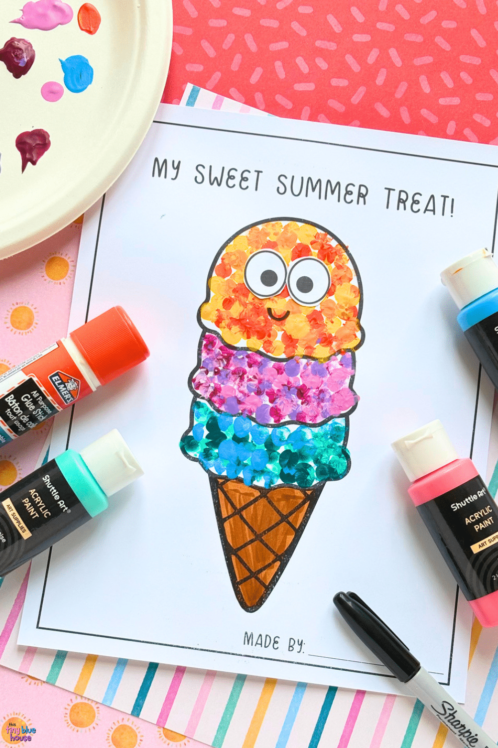 Cute Fingerprint Ice Cream cone Craft (Easy Summer Activity) - This ...