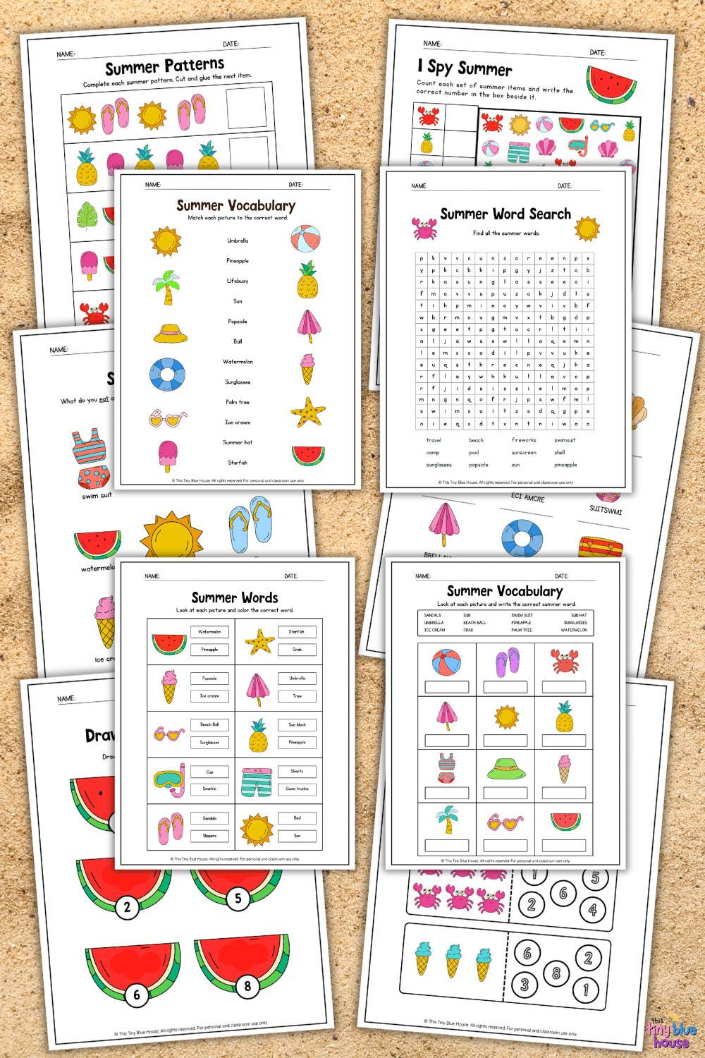 Summer Worksheets for Kids (Free 10-Page Bundle) - This Tiny Blue House
