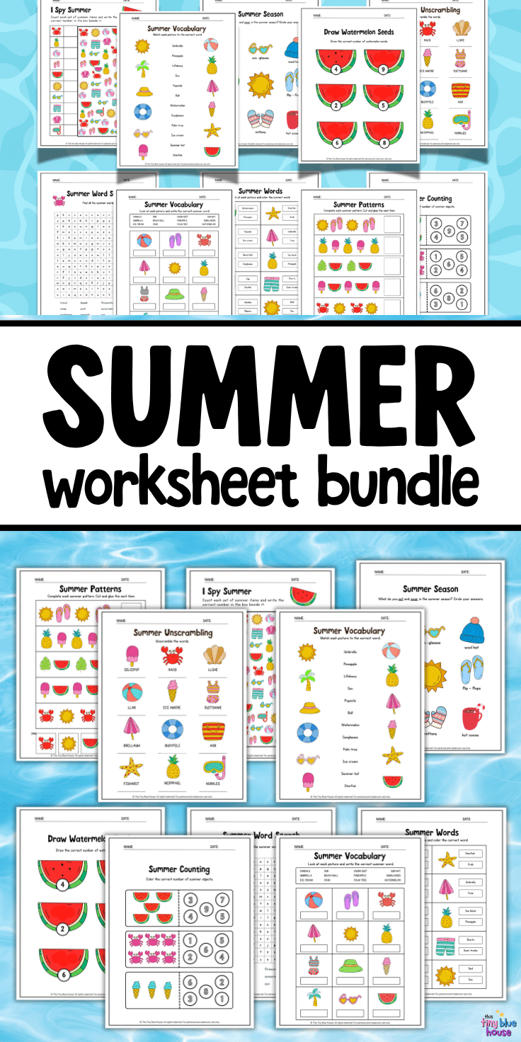 Summer Worksheets for Kids (Free 10-Page Bundle) - This Tiny Blue House