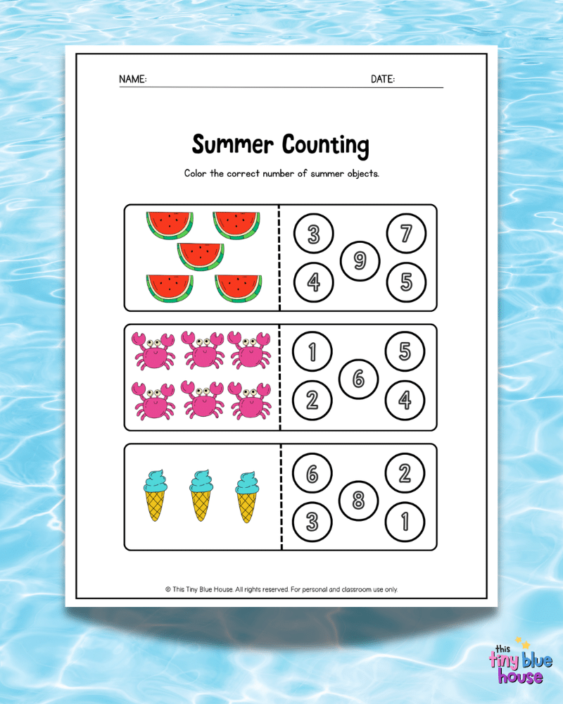 Summer Worksheets for Kids (Free 10-Page Bundle) - This Tiny Blue House