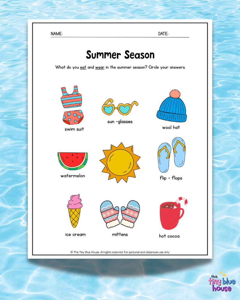 Summer Worksheets for Kids (Free 10-Page Bundle) - This Tiny Blue House