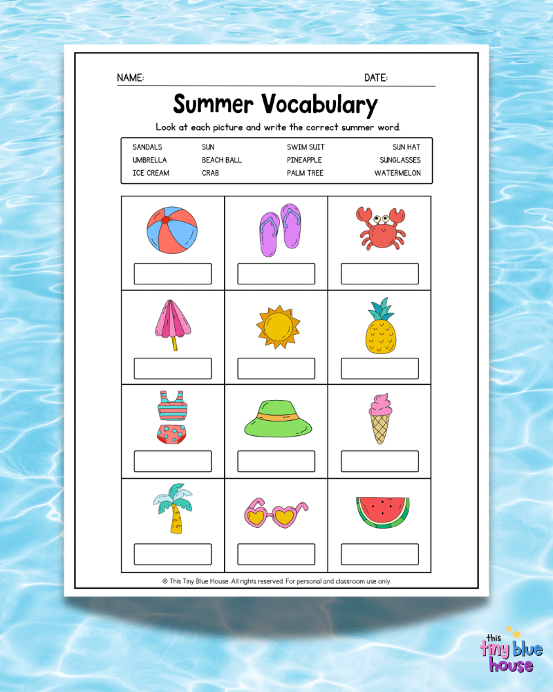 Summer Worksheets for Kids (Free 10-Page Bundle) - This Tiny Blue House