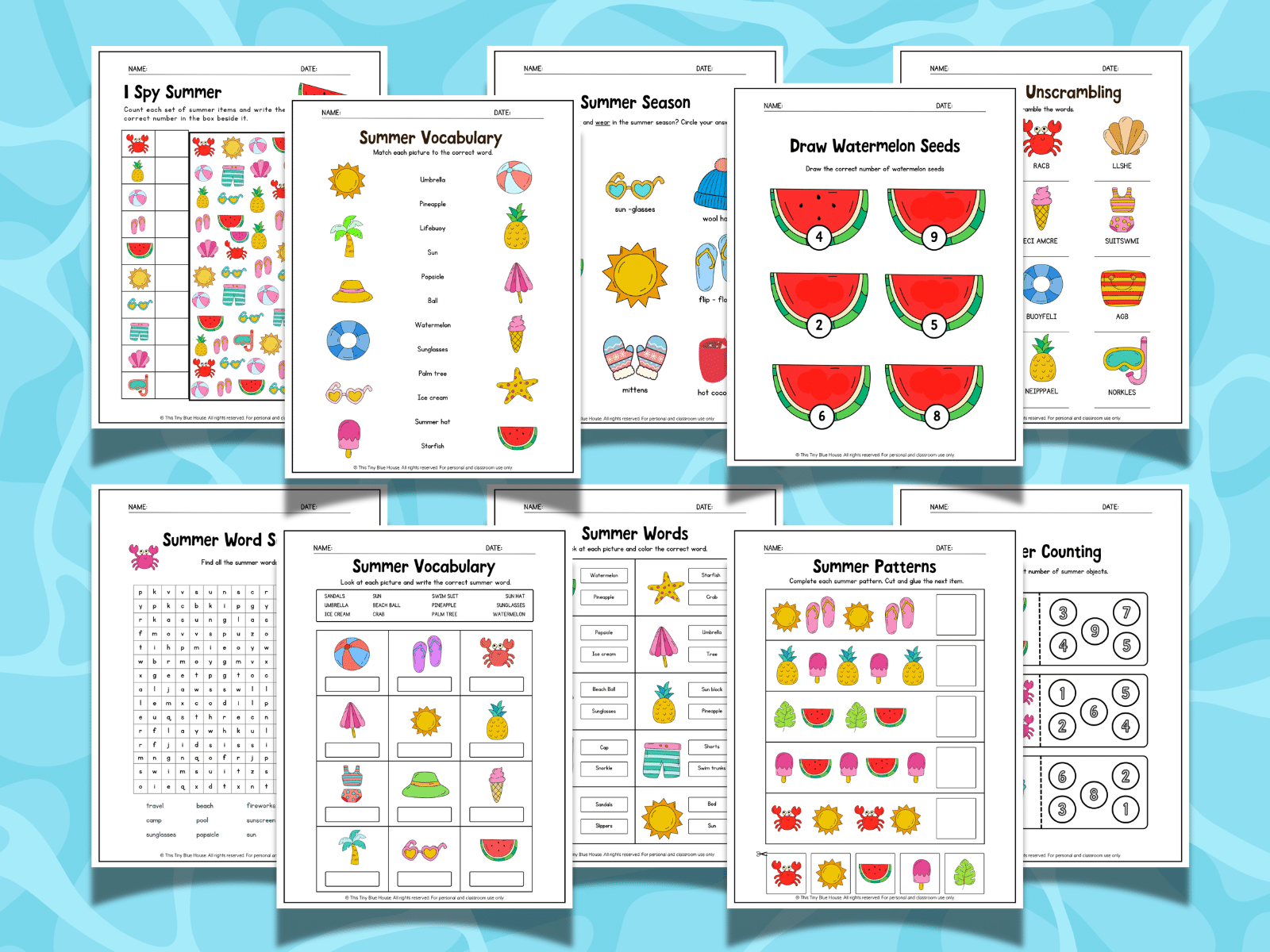 Summer Worksheets for Kids (Free 10-Page Bundle) - This Tiny Blue House