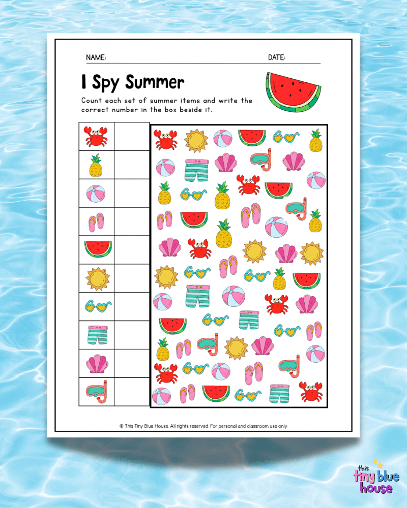 Summer Worksheets for Kids (Free 10-Page Bundle) - This Tiny Blue House