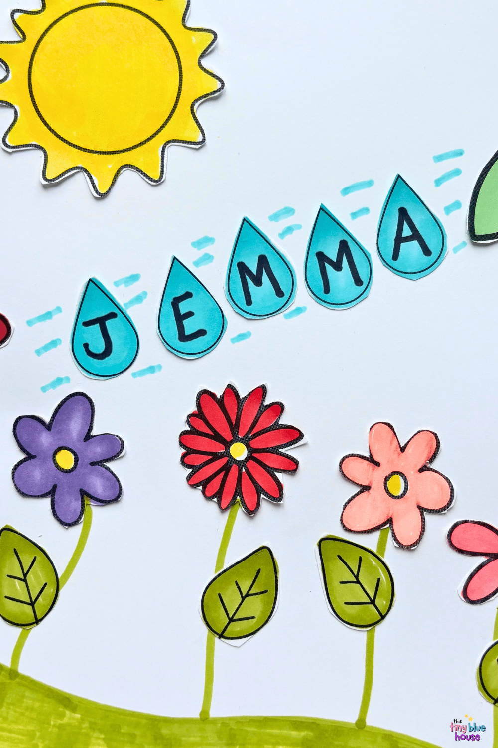 Watering Can Name Craft (Free Printable Template) - This Tiny Blue House