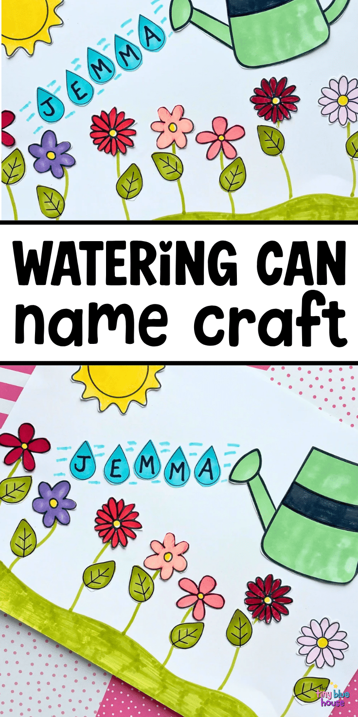 Watering Can Name Craft (Free Printable Template) - This Tiny Blue House