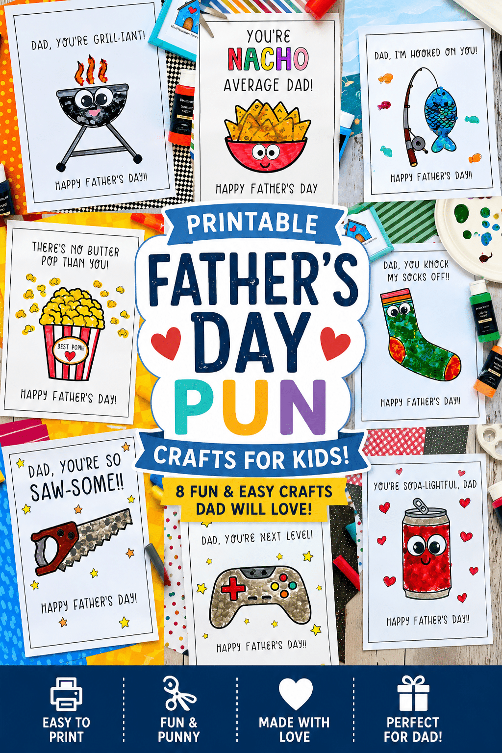 Father’s Day Pun Crafts For Kids (Free Printable Templates) - This Tiny ...