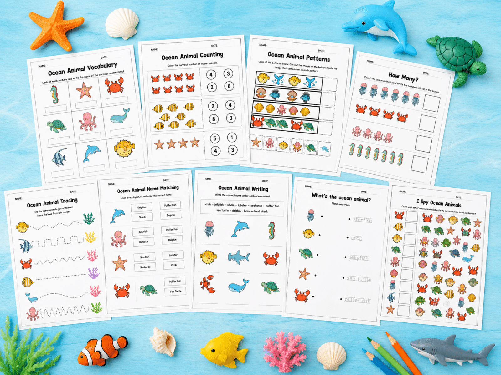 Ocean Animal Worksheets(10 Free Printable Worksheets) - This Tiny Blue ...