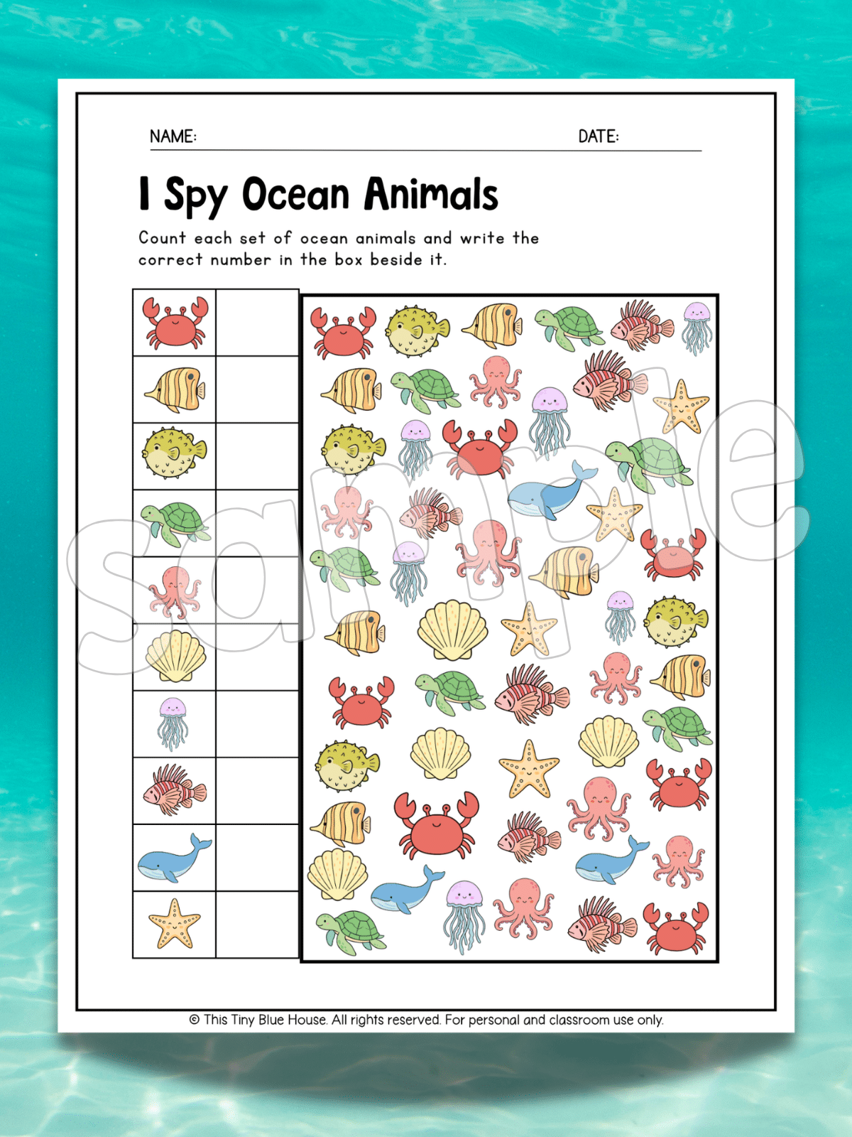 Ocean Animal Worksheets(10 Free Printable Worksheets) - This Tiny Blue ...