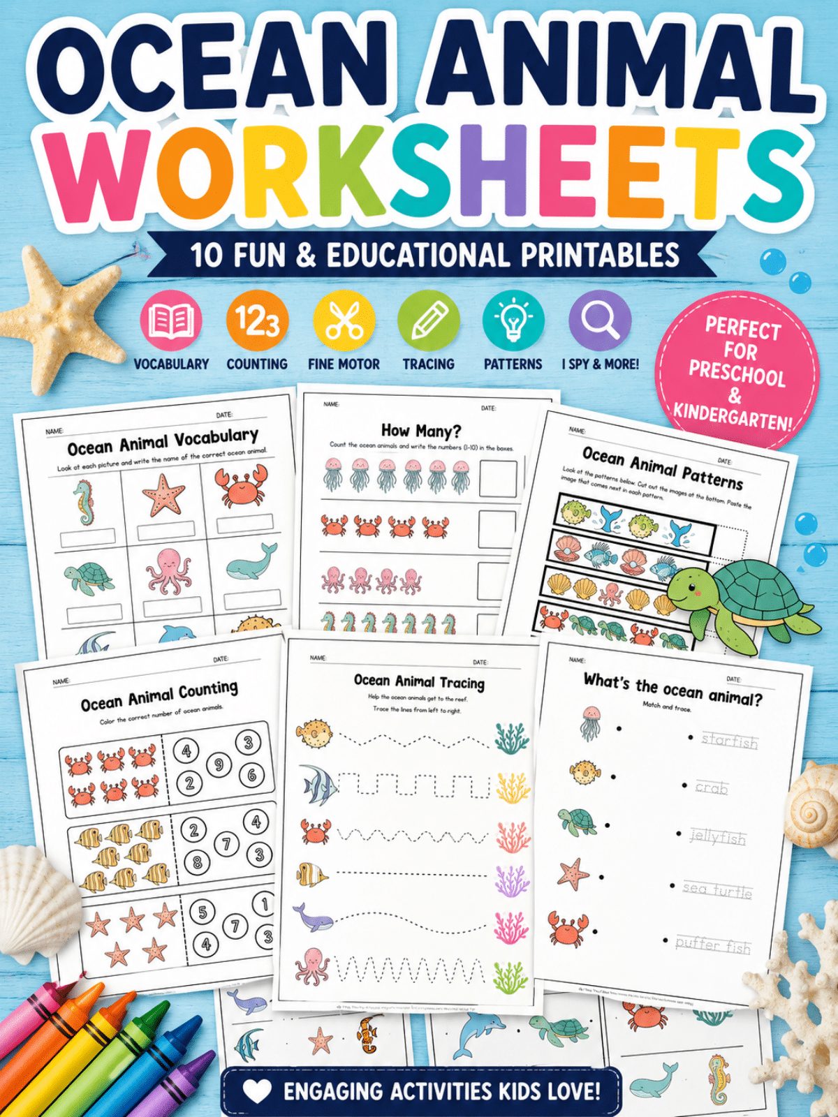 Ocean Animal Worksheets(10 Free Printable Worksheets) - This Tiny Blue ...