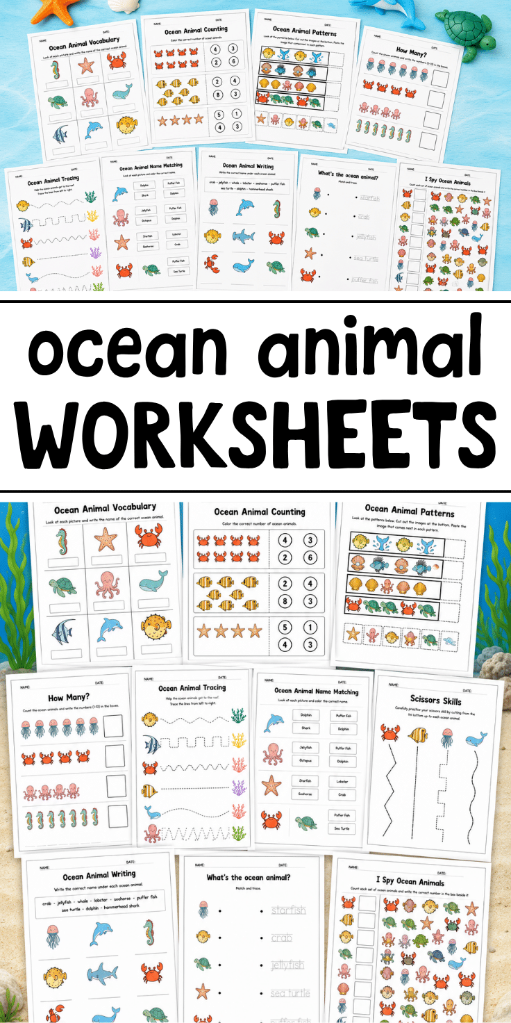Ocean Animal Worksheets(10 Free Printable Worksheets) - This Tiny Blue ...