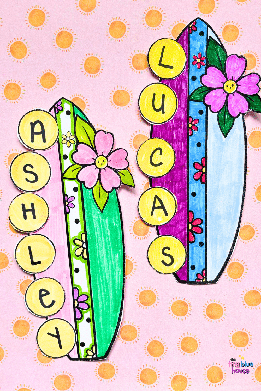 Surfboard Name Craft (Free Printable Template) - This Tiny Blue House