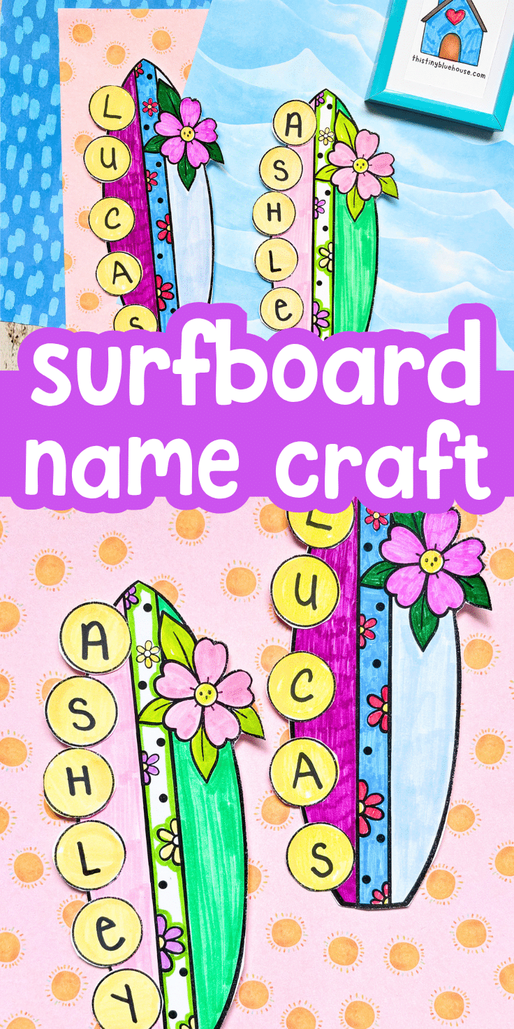 Surfboard Name Craft (Free Printable Template) - This Tiny Blue House