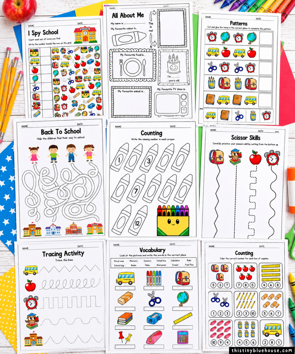 Free Printable Back To School Worksheets (10 Page Bundle) - This Tiny ...